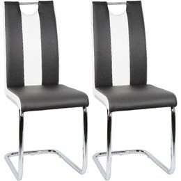 Haloyo - 2er-Set Esszimmerstühle, Küchenstuhl mit PU-Sitz und Rückenlehne, Metallbeine, Schwarz und Weiß