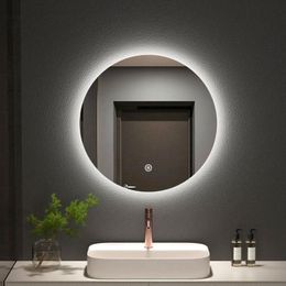 Led Badspiegel Rund 60 cm Wandspiegel Badezimmerspiegel mit Touch-Schalter mit Beleuchtung Kaltweiß 6500K - Meykoers