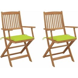 MAISONCHIC 2er Set Gartenstühle Gartensessel Klappbare Stühle für Garten Terrasse Balkon mit Kissen Massivholz Akazie DE32035