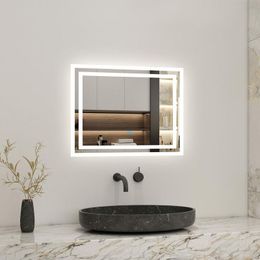 Led Badspiegel Lichtspiegel Wandspiegel Lichtspiegel Badezimmerspiegel mit Beleuchtung Touch-Schalter, 60 x 50 cm Beschlagfrei+Kaltweiß
