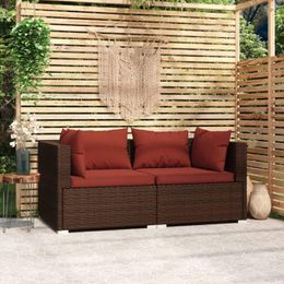 MAISONCHIC 2-Sitzer-Sofa Loungesofa Couch Modern mit Kissen Braun Poly Rattan DE88500