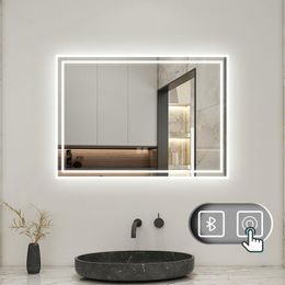 Acezanble - led Badspiegel Lichtspiegel Wandspiegel Lichtspiegel Badezimmerspiegel mit Beleuchtung Touch-Schalter, 70 x 50 cm Beschlagfrei+3