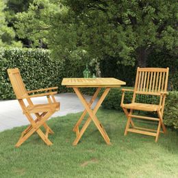 Bonnevie - 3-tlg. Gartenmöbel Set Sitzgruppe Garten mit Tisch und Stühlen - Klappbar Massivholz Akazie BV221717