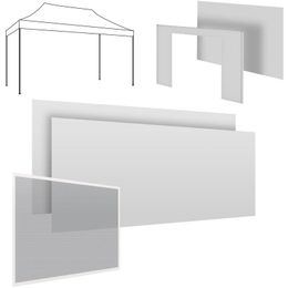 FRANKYSTAR - Komplettset für Pavillon 3x4m: 2 Seitenvorhänge 4,5 + 1 Seitenvorhang 3m + Türvorhang + Moskitovorhang weiß