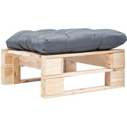 Garten-Palettenhocker mit Kissen in Grau Holz Natur vidaXL589691