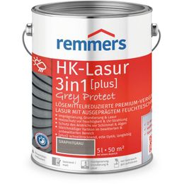 Remmers HK-Lasur 3in1 Grey Protect [plus] graphitgrau, matt, 5 Liter, Holzlasur, Premium Holzlasur außen, natürliche Grautöne, 3in1 Holzschutz - graphitgrau