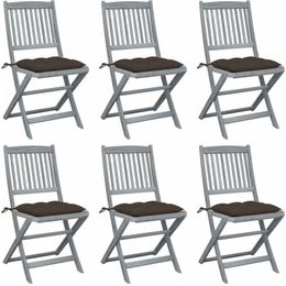 MAISONCHIC 6er Set Gartenstühle Gartensessel Klappbare Stühle für Garten Terrasse Balkon mit Kissen Massivholz Akazie DE91373