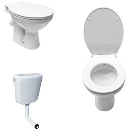 Belvit - Komplettset Stand wc Taharet/Bidet Abgang Waagerecht Wand + Deckel + Spülkasten - Weiß