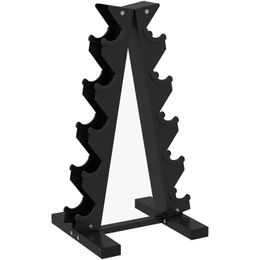 Hantelständer für 10 Kurzhanteln, 5 Ebenen, stabiles Stahlgestell, bis 100 kg, schwarz, 66 x 35 x 33 cm - Schwarz