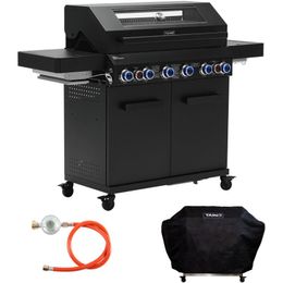 TAINO PLATINUM YAMARA DARK 6+2 Gasgrill Stahl 6 Brenner Sear-Burner Backburner mit Abdeckhaube