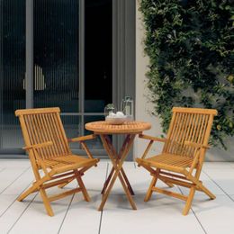Bonnevie - 3-tlg. Gartenmöbel Set Sitzgruppe Garten mit Tisch und Stühlen - Massivholz Teak BV818616