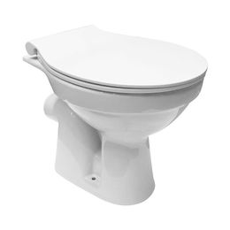 Stand WC Taharet/Bidet/Hygienedusche Abgang Waagerecht Wand + Softclose Deckel - Weiß