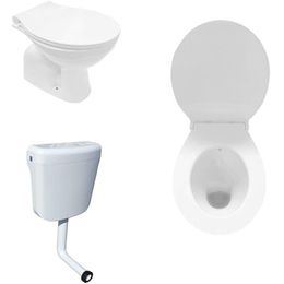 Belvit - Komplettset wc Taharet/Bidet Abgang Boden Senkrecht + Deckel + Spülkasten - Weiß