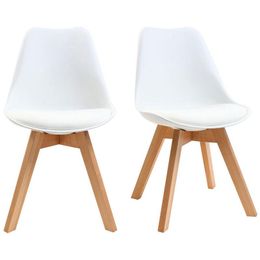 Miliboo Design-Stuhl Holzbeine Weiß 2er-Set PAULINE - Weiß