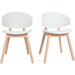 Miliboo - Skandinavische Stühle aus weißem und hellem Holz (2er-Set) bolem - Weiß