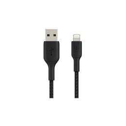 Belkin Geflochtenes Lightning-Kabel (Lightning zu USB Boost-Ladekabel für iPhone, iPad und AirPods, MFi-zertifiziertes iPhone-Ladekabel) 2 m, Schwarz