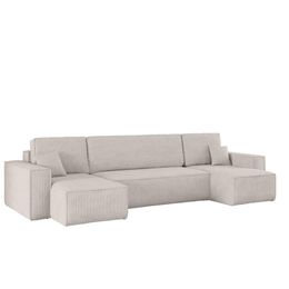 Kaiser - Ecksofa mit schlaffunktion und bettkasten, Sofa U-form, Couch U-form best Cord Beige