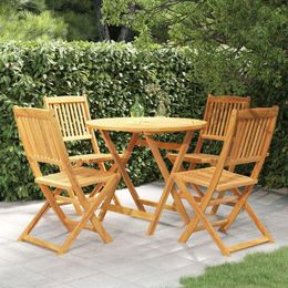 Bonnevie - 5-tlg. Gartenmöbel Set Sitzgruppe Garten mit Tisch und Stühlen - Klappbar Massivholz Akazie BV781312