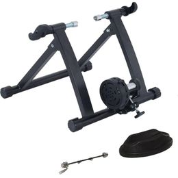 HOMCOM Rollentrainer Fahrradtrainer Heimtrainer Magnetbremse 26-28/700C Stahl Schwarz - Schwarz