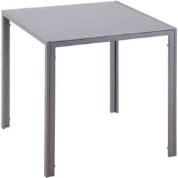 HOMCOM Esstisch Küchentisch Glastisch Quadratischer Tisch, Glasplatte, kompaktes Design, Grau - Grau