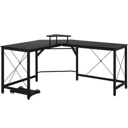 HOMCOM - Eckschreibtisch Schreibtisch Industriedesign, 1 Bildschirmständer, 150 cm x 150 cm x 76 cm, Schwarz - Schwarz