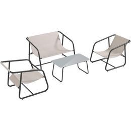 Outsunny - 4-teilige Gartenmöbel-Set Gartensitzgruppe Loungemöbel, 1 Sofa, 2 Sessel, 1 Tisch, 110 x 70 x 70 cm, Cremeweiß + Schwarz - Cremeweiß
