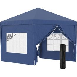 Outsunny Pavillon, Bierzelt, 4 abnehmbare Seitenwände, 2 Fenster, Metallrahmen, 2,95 x 2,95 m, Blau - Blau