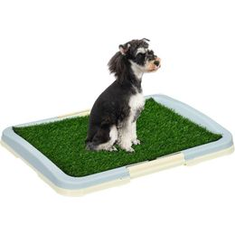 PawHut - Hundetoilette Welpentoilette Hundeklo, 2 Lagen, Kunstrasen, wiederverwendbar, 63 x 48.5 x 6 cm, Grün + Weiß - Grün