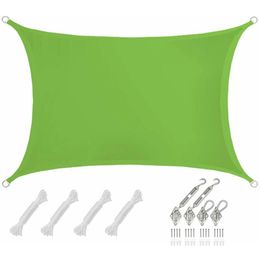 AMANKA - 2x3m Sonnensegel Rechteckig Wasserdicht - Sonnenschutz Segel Set mit Befestigung - grün