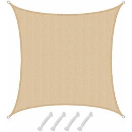 AMANKA Uv Sonnensegel 4x4 m hdpe Quadrat Sonnenschutz Überdachung Garten Balkon Beige - beige