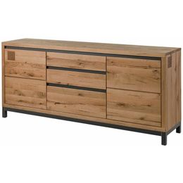 Massivmöbel24 Sideboard Wildeiche 190x45x85 tabacco brown geölt villanders 351 - braun