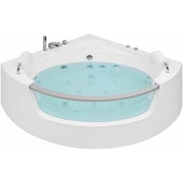 Beliani Eckbadewanne Whirlpool Weiß Sanitäracryl 187 x 140 cm led mit 7 Farben Badezimmer