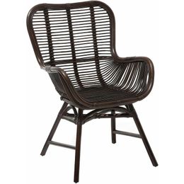 Beliani - Stuhl Braun aus Rattan geschwungene Formgebung mit hohen Rückenlehne stabilen Gestell Zeitloses Design - Braun