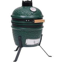 LONGZIMING 2-in-1 Kamado-Grill Smoker Keramik 56 cm Grün