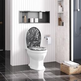 WOLTU Toilettendeckel Klodeckel wc Sitz mit Absenkautomatik, Toilettensitz mit Motiv, Klobrille Montage von oben, Toilettensitz mit Quick-Release-Funktion,