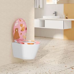 WOLTU - Toilettendeckel Klodeckel wc Sitz mit Absenkautomatik, Toilettensitz mit Motiv, Klobrille Montage von oben, Toilettensitz mit