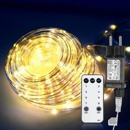 HENGDA LED Lichterschlauch Außenbereich Lichtschlauch Lichterkette Lichternetz—Warmweiß—10m-Mit Fernsteuerung