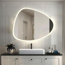 Duschparadies-de - led Badspiegel mit Beschlagfrei Unregelmäßige Flurspiegel Wandspiegel Badezimmerspiegel 3 Lichtfarbe Dimmbar Speicherfunktion