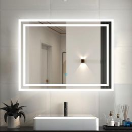 Led Spiegel Badspiegel mit Beleuchtung Wandspiegel mit Touchschalter IP44 60x50cm Antibeschlage Kaltweiß 6000k