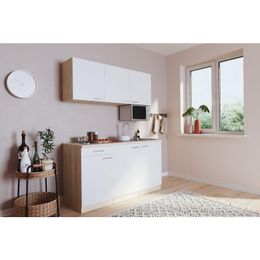 Küche Miniküche Single Eiche Weiß ohne Kühlschrank Luis 150 cm respekta