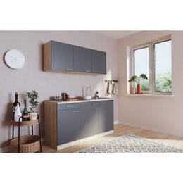 Küche Miniküche Single Eiche Grau ohne Kühlschrank Luis 150 cm respekta
