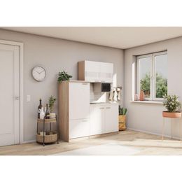Küche Miniküche Single Eiche Weiß Kühlschrank Luis 160 cm respekta