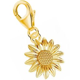 Goldene Hufeisen Charm Blume Sonnenbume Karabiner Charm 925 Sterling Silber Vergoldet