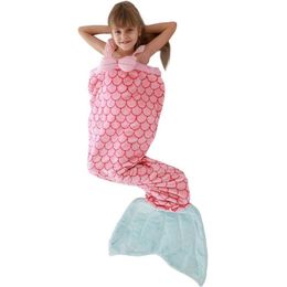 Kinderdecke Meerjungfrau Schwanz Decke weich Flanell Schlafsack für Kinder Mädchen