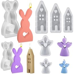Cbei Modellierwerkzeug Silikonform Kerzenform 3D Kaninchen Kerze 7 Stück Kerzenhalter