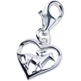 Goldene Hufeisen Charm Herz Herz Pferd Karabiner Charm 925 Sterling-Silber Anhänger