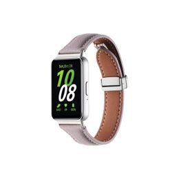 Wigento Smartwatch-Armband Für Samsung Galaxy Fit 3 hochwertiges Leder Armband Litchi Textur Band