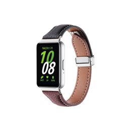 Wigento Smartwatch-Armband Für Samsung Galaxy Fit 3 hochwertiges Leder Armband Litchi Textur Band