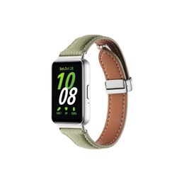 Wigento Smartwatch-Armband Für Samsung Galaxy Fit 3 hochwertiges Leder Armband Litchi Textur Band