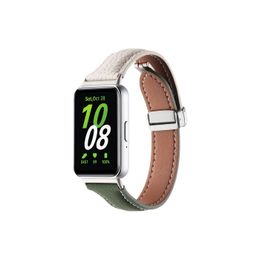 Wigento Smartwatch-Armband Für Samsung Galaxy Fit 3 hochwertiges Leder Armband Litchi Textur Band